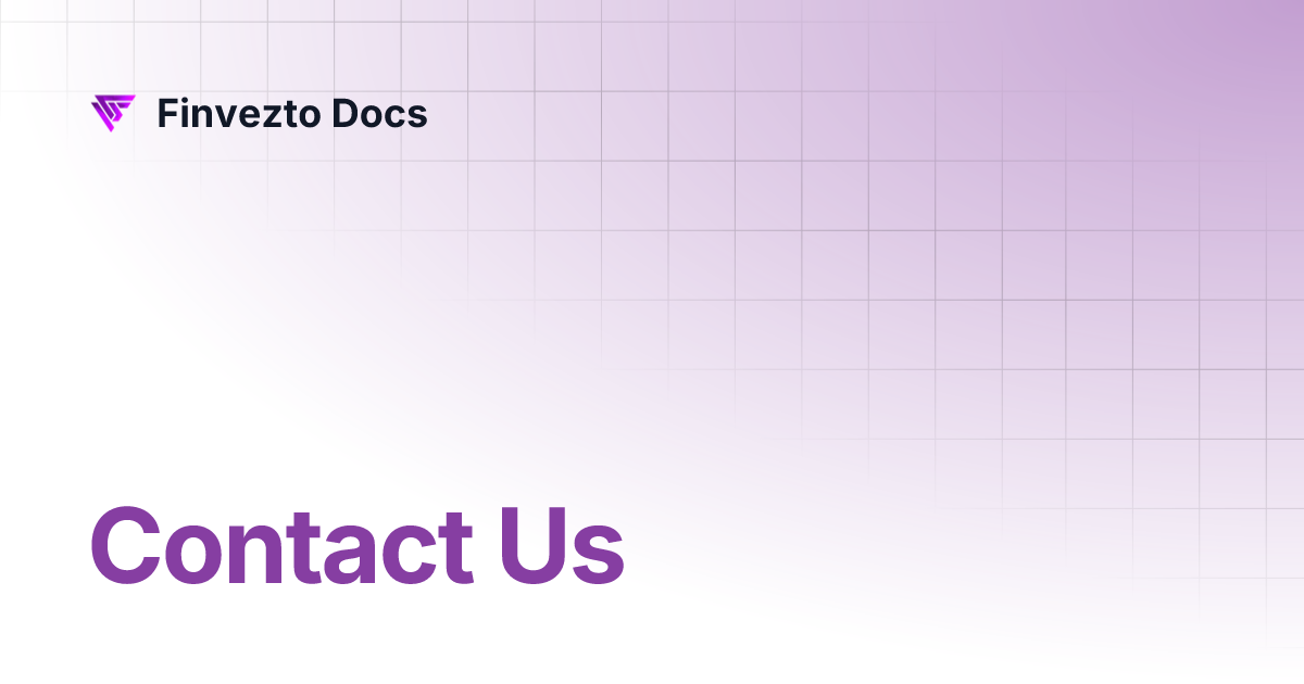 Contact Us | Finvezto Docs